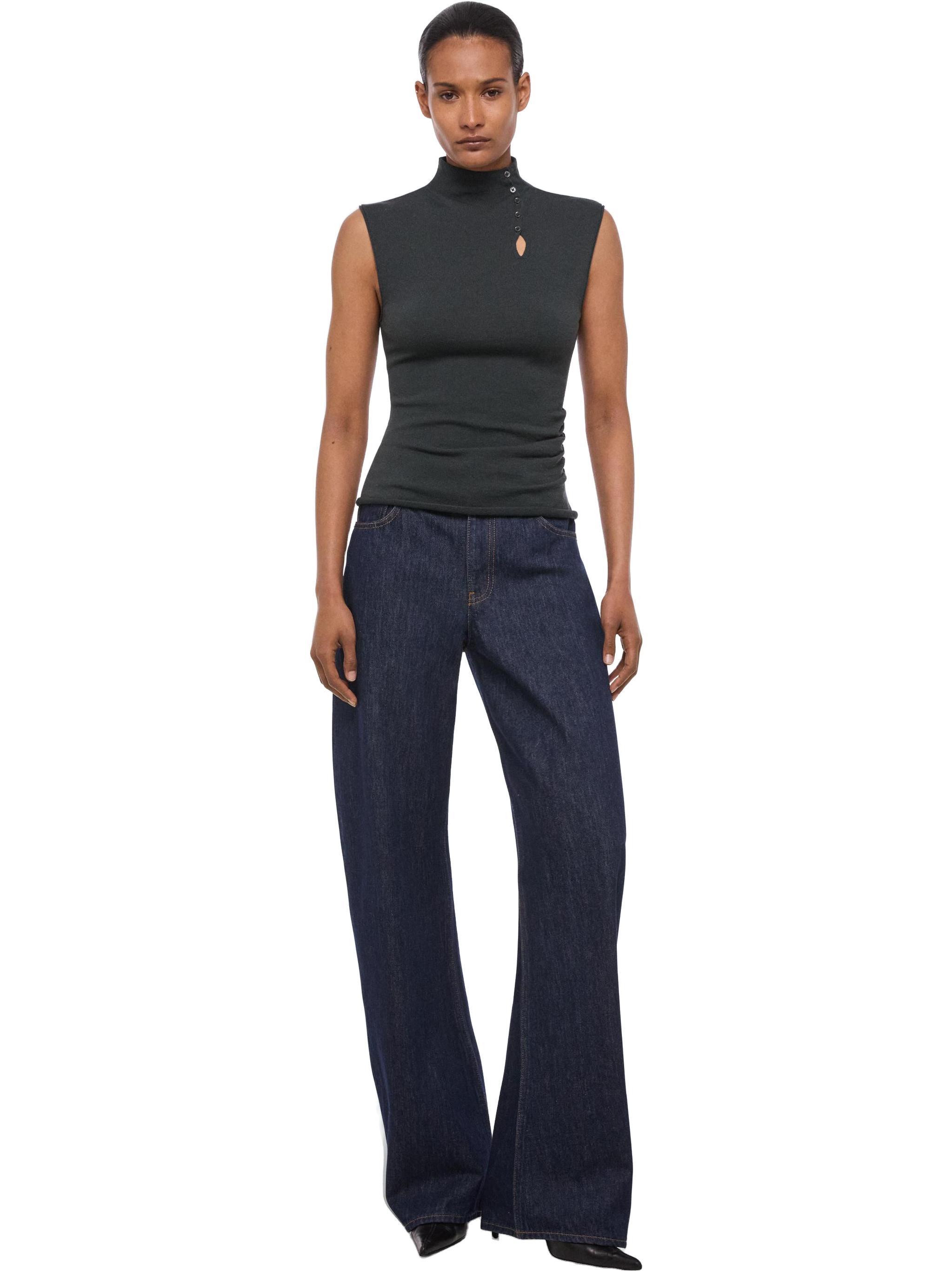 HELMUT LANG Helmut Lang Sleeveless Turtleneck Tank with Button Detail